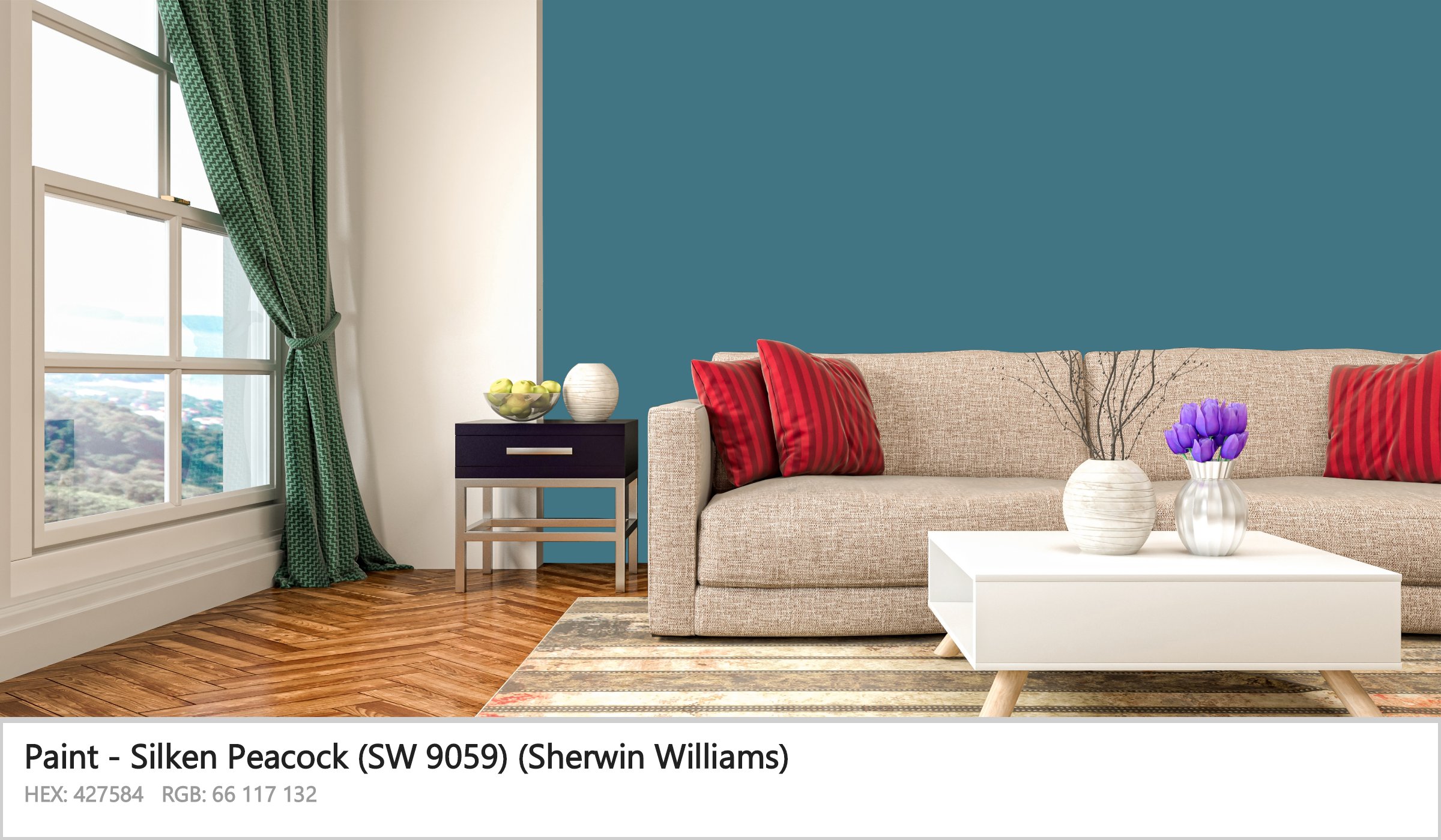 Sherwin Williams Silken Peacock (SW 9059) Paint color codes, similar ...